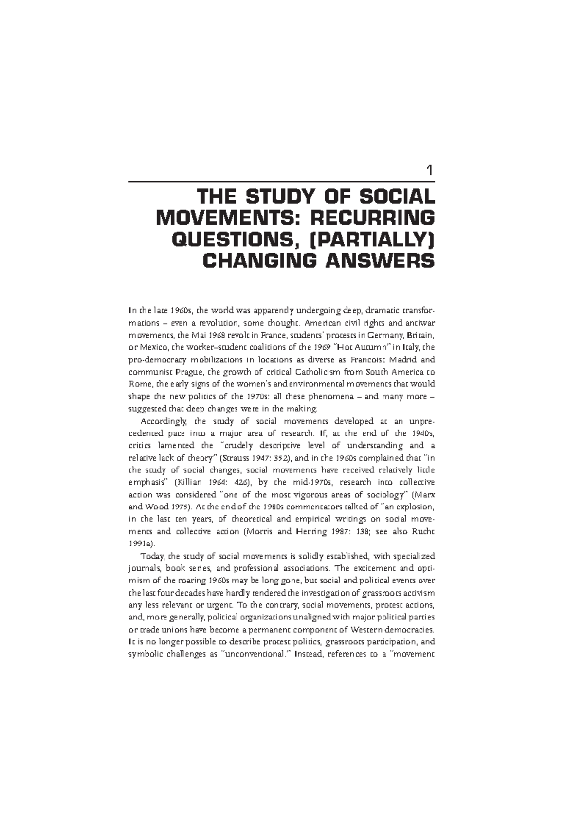 Introduction to Social Movements: Key Questions and Theories - Studocu