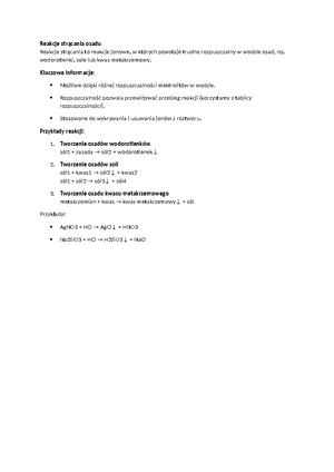 Berylowce: Właściwości i Reakcje Chemiczne - Notatka do Chemii - Studocu