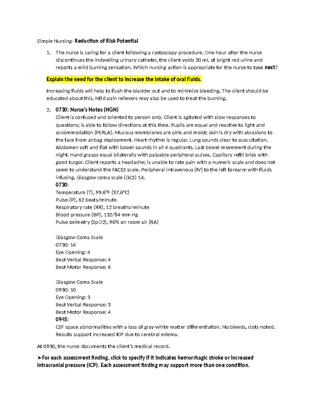 Simple Nursing: Reducing Risk Potential in Clinical Assessments - Studocu
