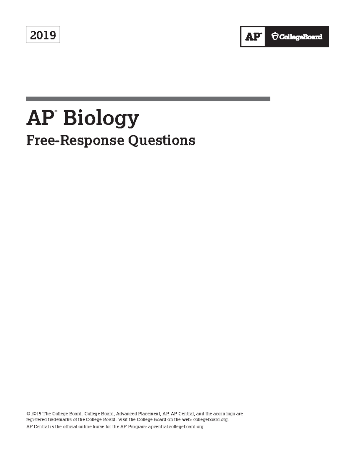 AP19 FRQ Biology - Free-Response Questions and Equations Analysis - Studocu
