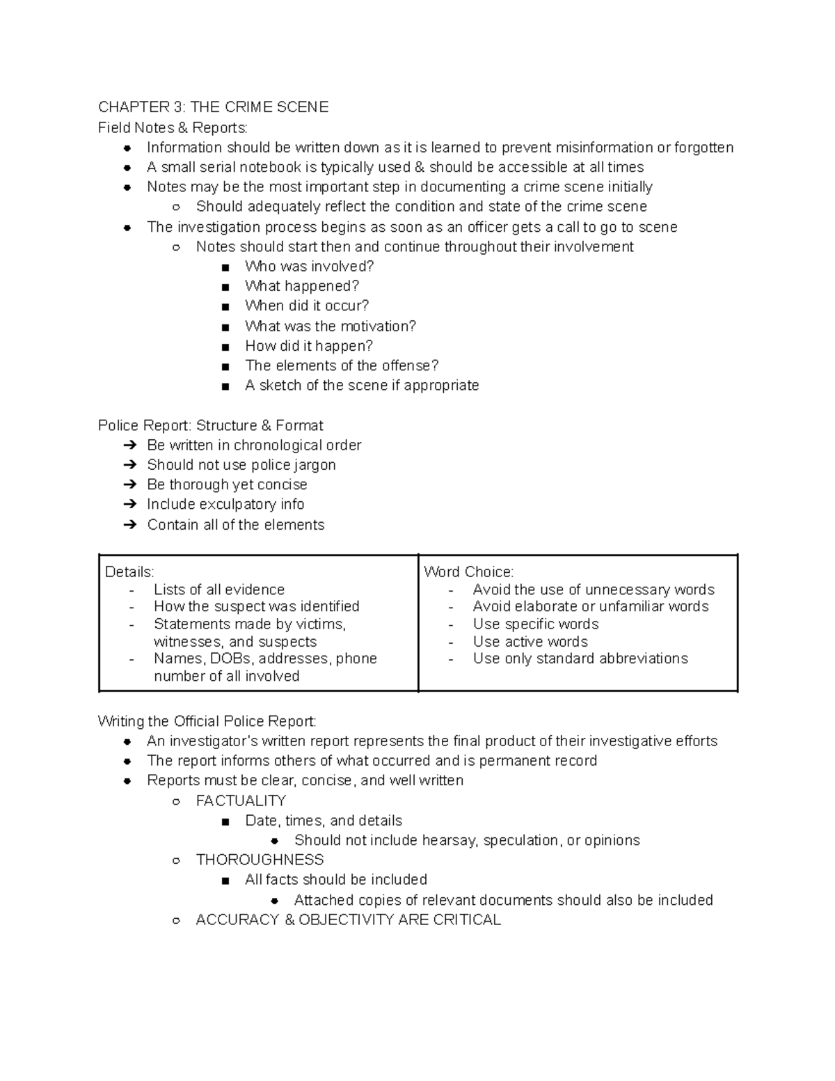 Criminal Investigation CH 3 & 4: Crime Scene Documentation Essentials ...