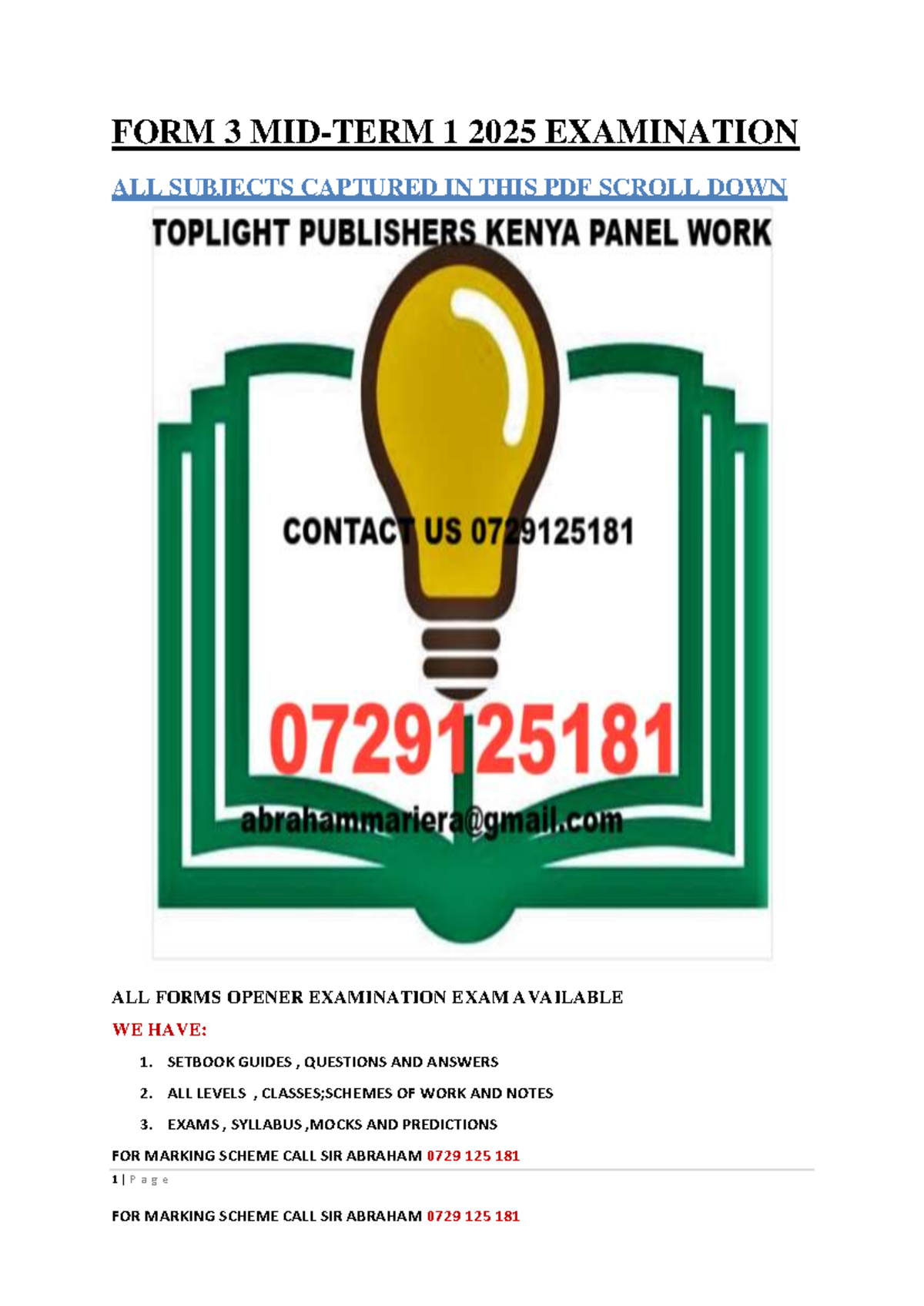 FORM 3 MID-TERM 1 2025 EXAMINATION: AGRICULTURE & BIOLOGY QUESTIONS - Studocu