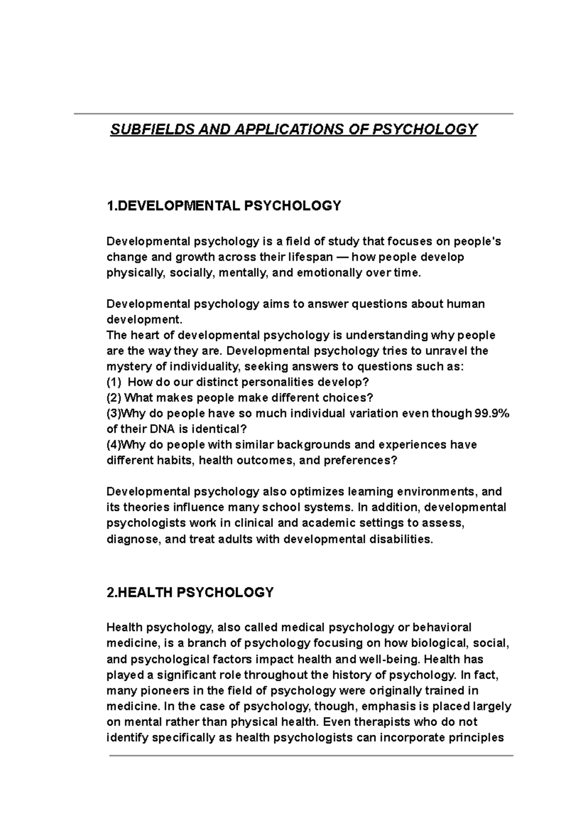 B.A. Political Science (Hons) GE: Subfields & Applications of ...