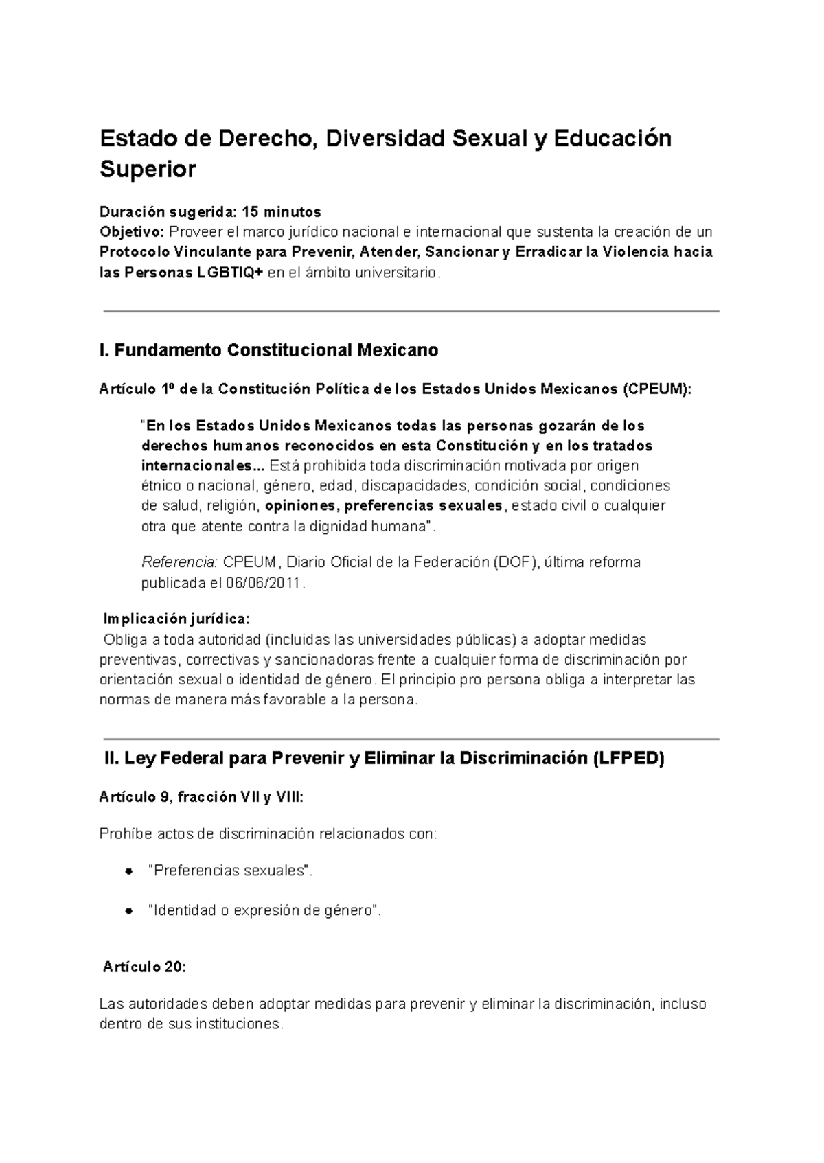 Marco Jurídico para la Inclusión de la Diversidad Sexual en la ...