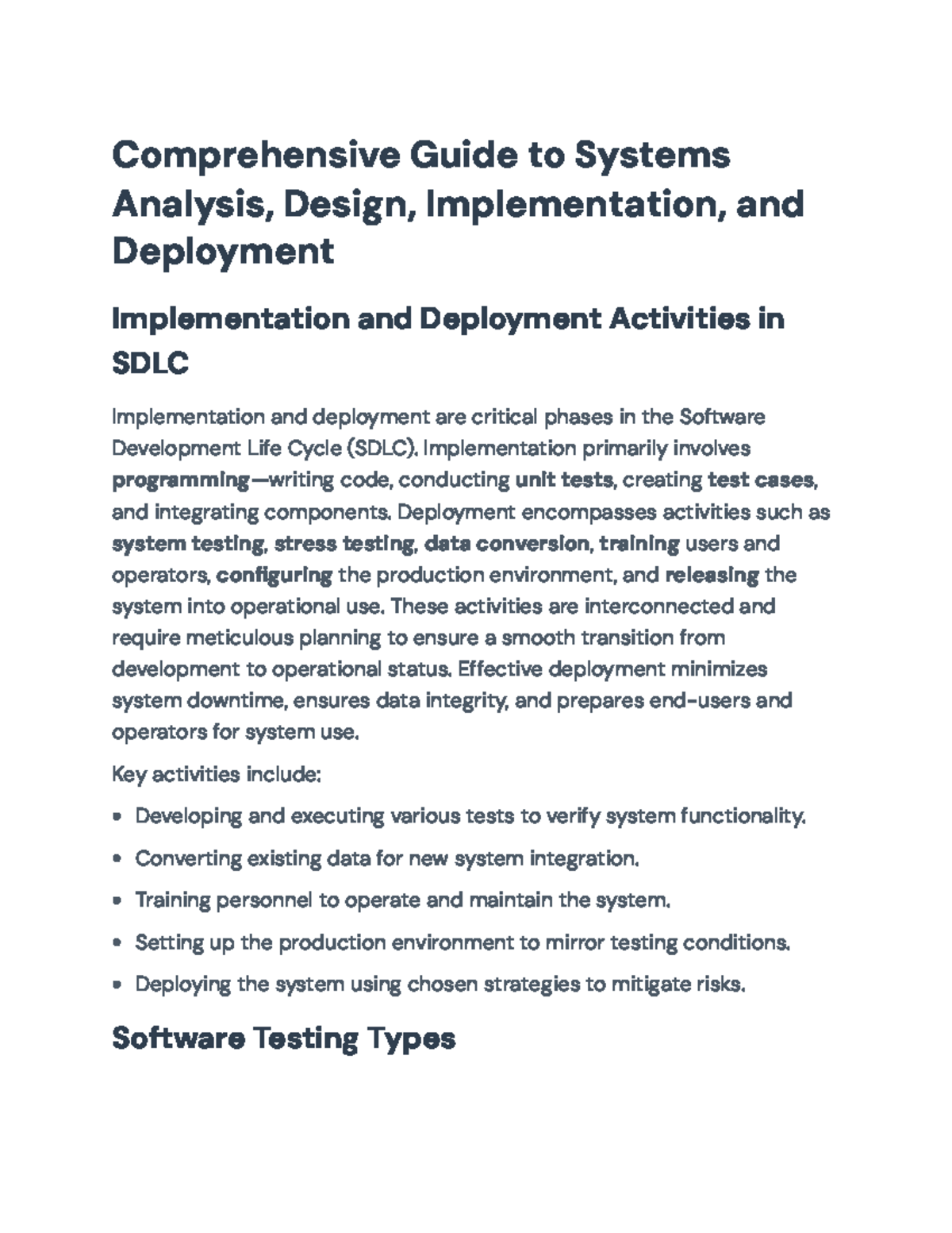 Comprehensive Guide to SDLC: Implementation, Testing & Deployment ...