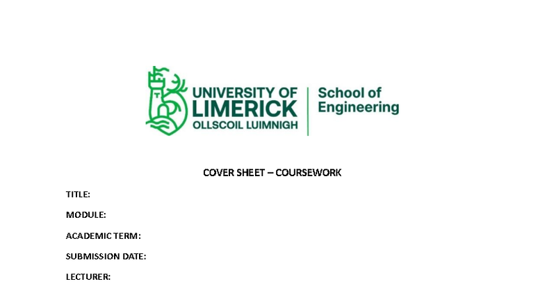 Cover Sheet for Coursework Submission - Engineering Module - Studocu