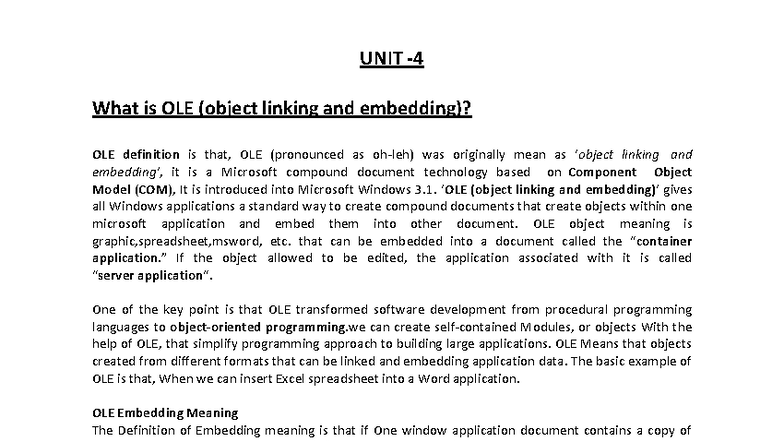 VB UNIT 4 - Understanding OLE: Object Linking and Embedding Explained ...