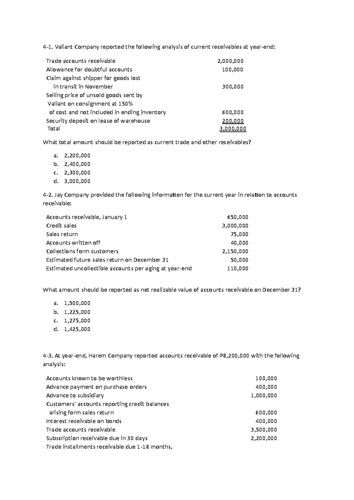 Final Exam Review: ACC 101 - Accounts Receivable Analysis - Studocu