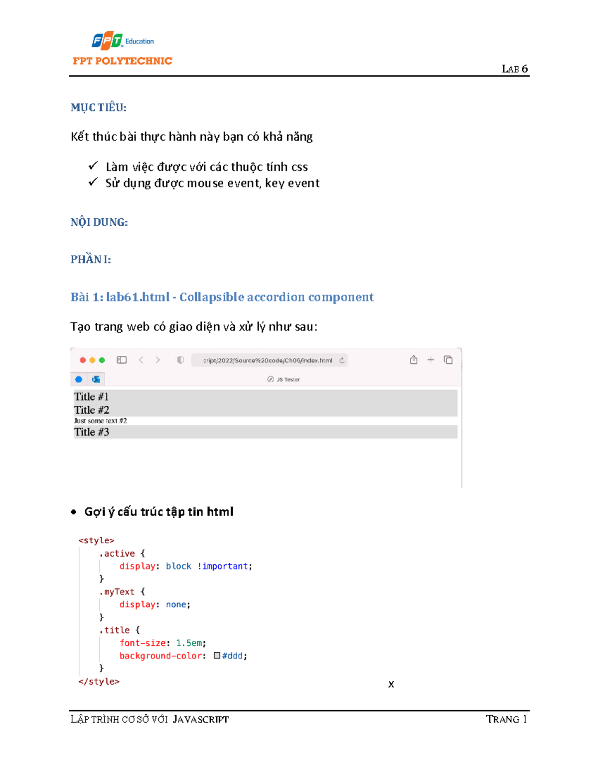 Lab 6: Thực Hành CSS và JavaScript - WEB1043 - Studocu