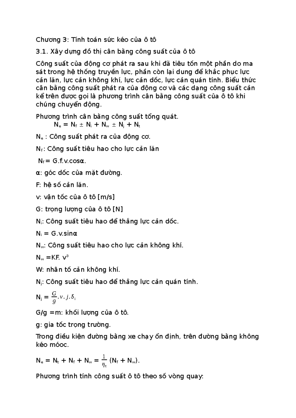 Bài tập nhóm c3 +4 - Practice - Chương 3: Tính toán sức kéo của ô tô 3. Xây dựng đồ thị cân bằng ...
