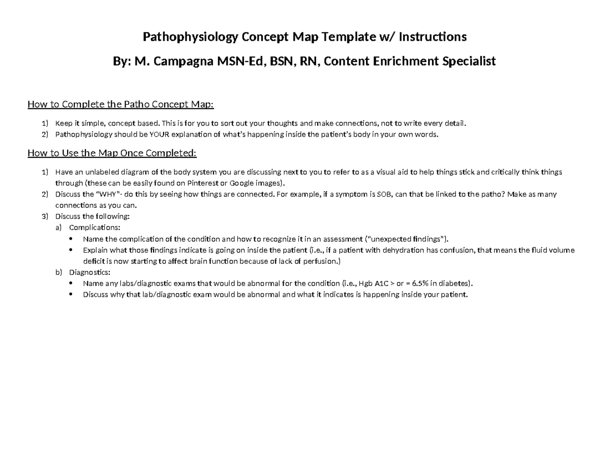 Patho Concepts Map Template & Instructions for Study Use - Studocu
