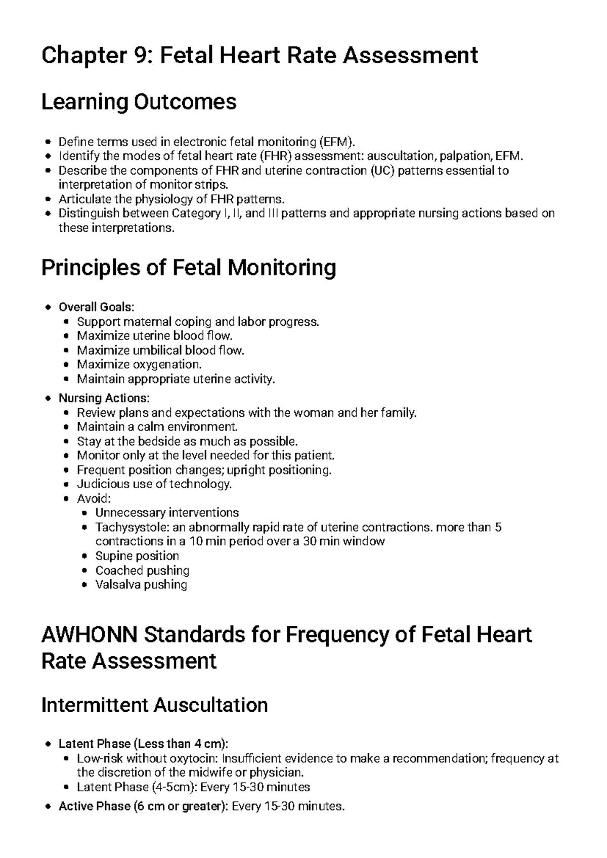 Fetal Heart Rate Assessment: EFM Monitoring in Labor (Chapter 9) - Studocu