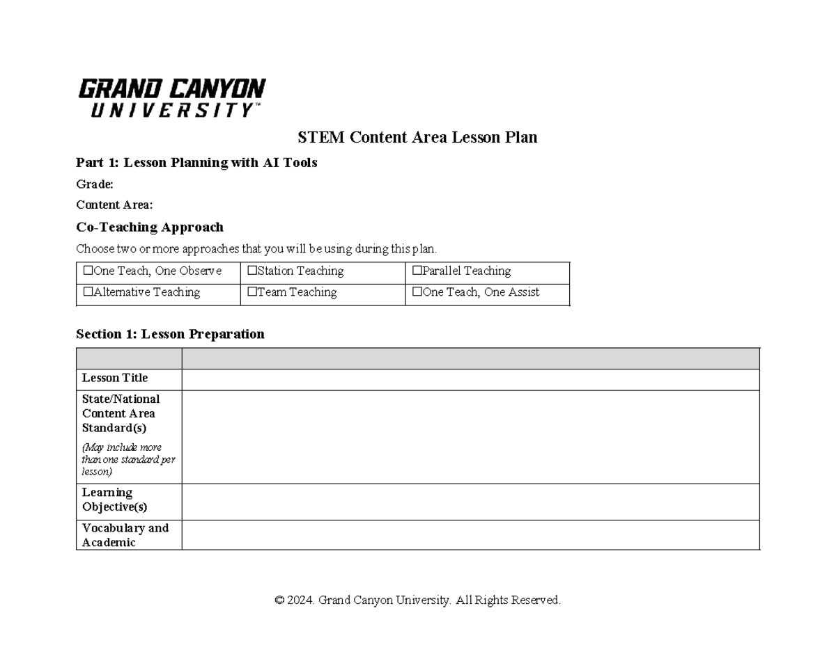 SEC-520-T5-Content Area Lesson Plan - STEM Content Area Lesson Plan ...
