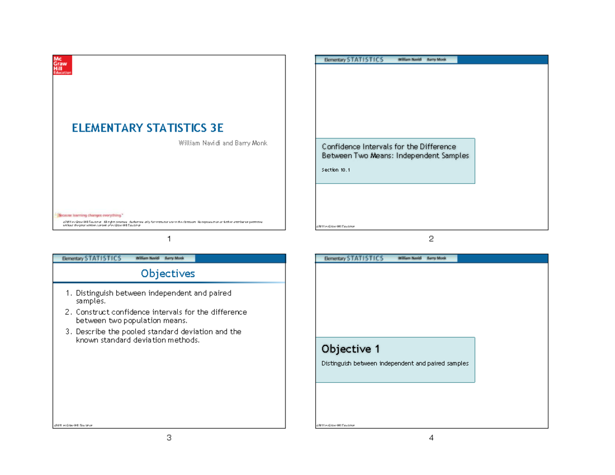 Confidence Intervals for Differences Between Two Means and Proportions ...
