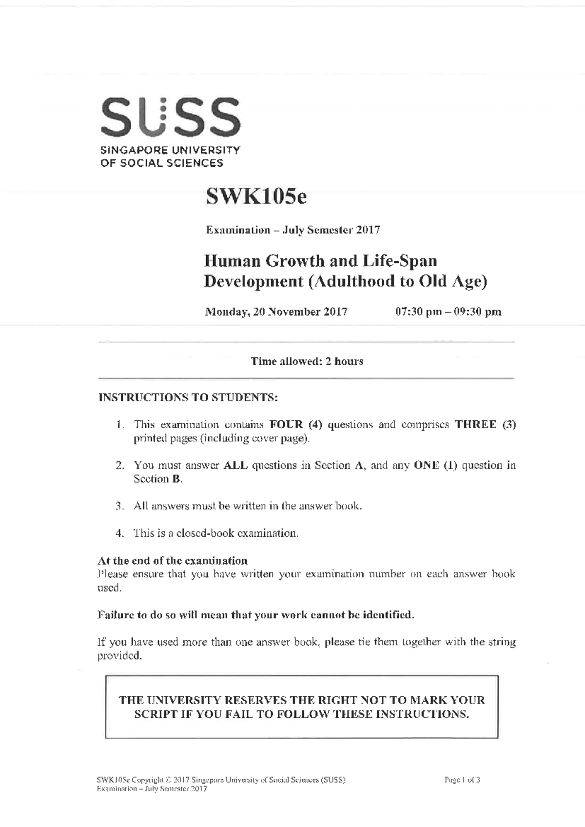 Exam 13 July 2017, questions - SUSS SINGAPORE UNIVERSITY OF SOCIAL ...