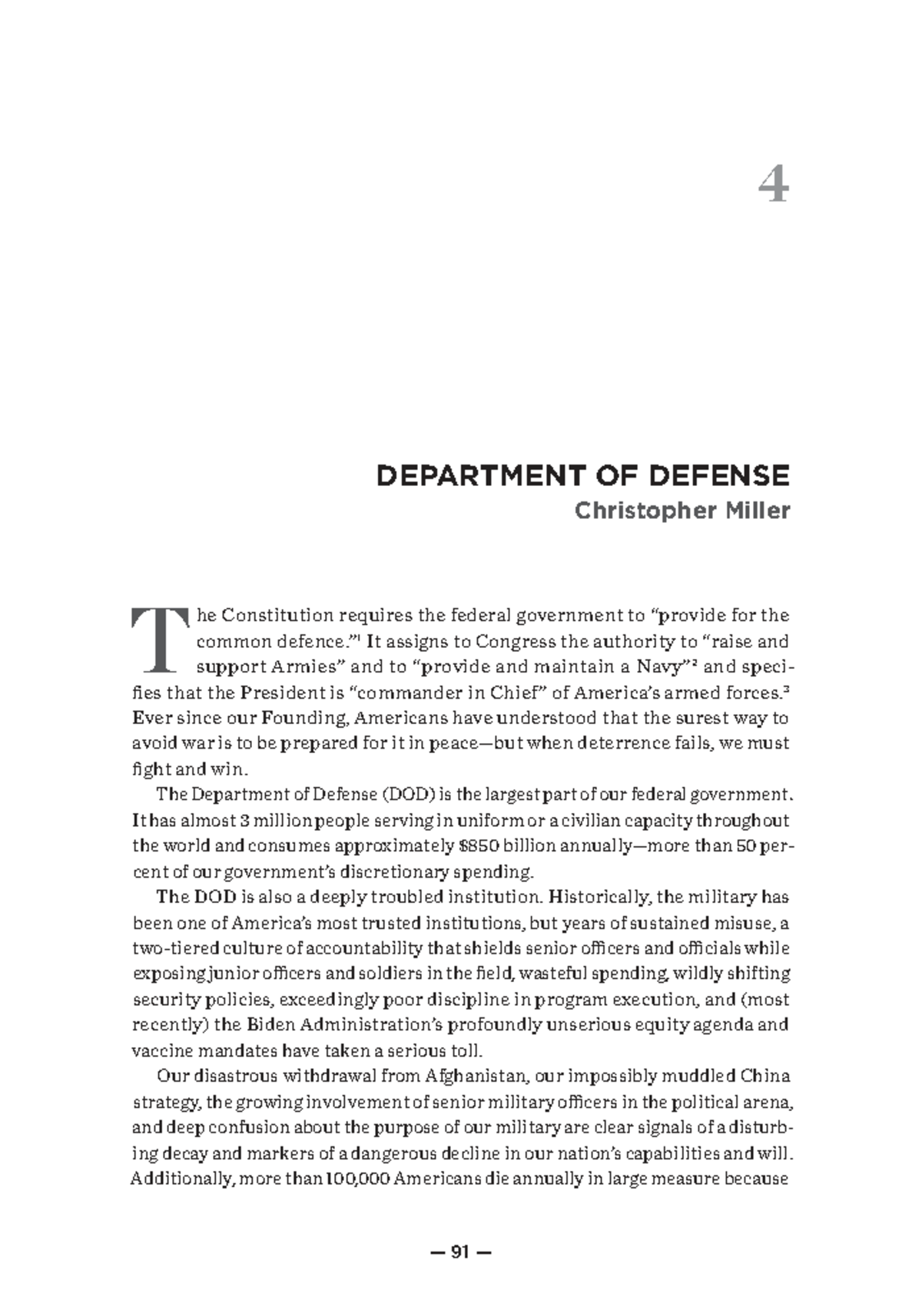 2025 Mandate for Leadership: Chapter 4 - DOD Challenges and Reforms ...