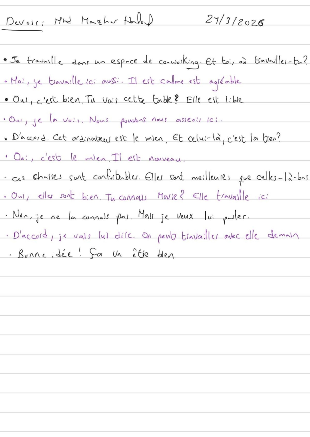 French Homework 4: Description of My Workspace - Studocu