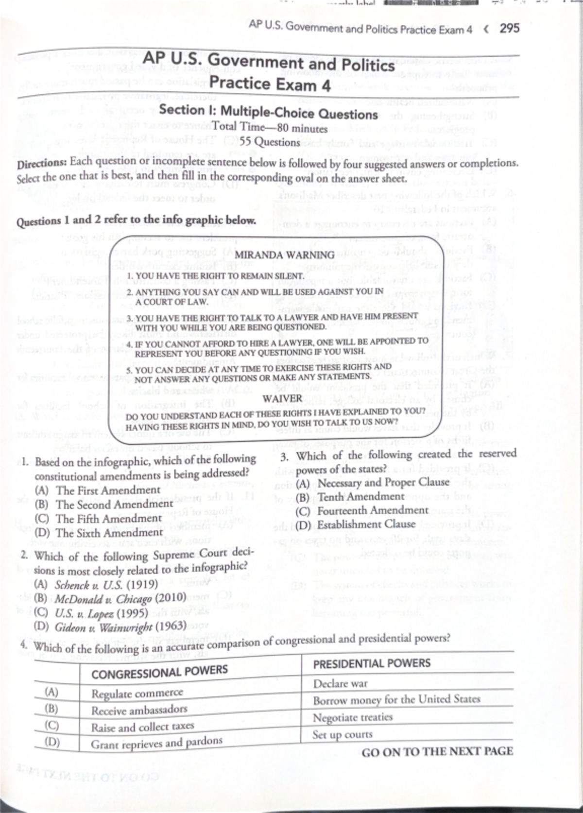 AP U. Government & Politics Practice Exam 4: MCQ & FRQ Review - Studocu