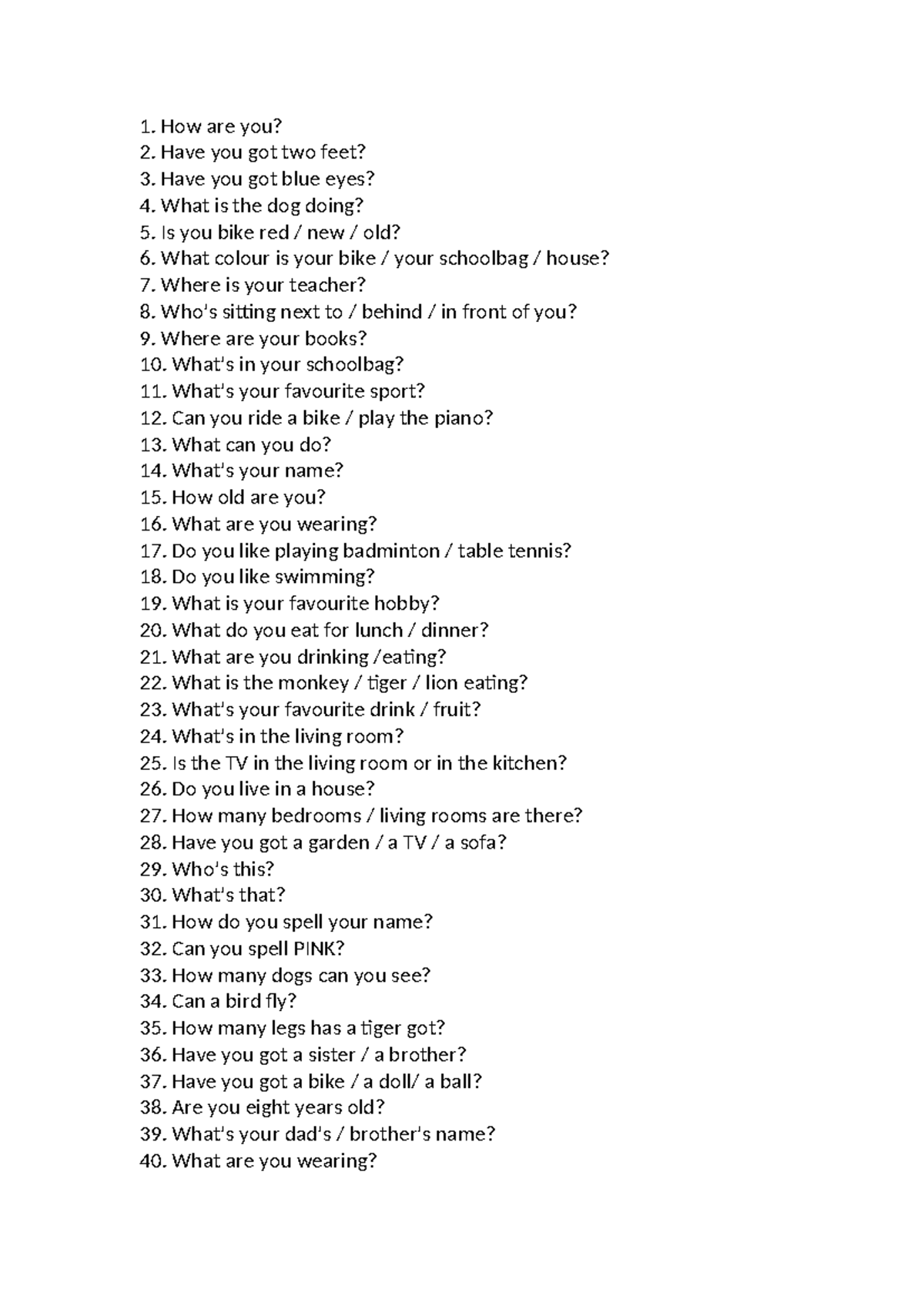 English Starter: How Are You? Questions and Answers Guide - Studocu
