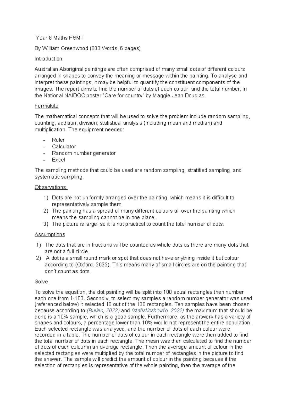 Year 8 Maths PSMT: Analyzing Aboriginal Dot Paintings - Studocu
