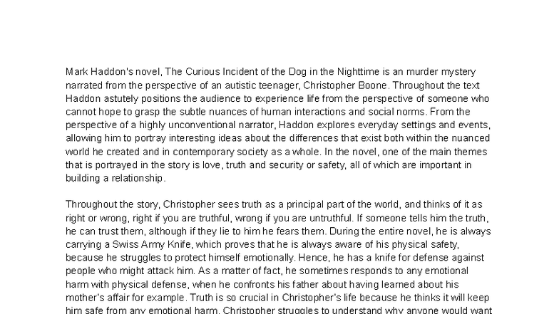 Practice Test: The Curious Incident of the Dog in the Nighttime (ENG ...