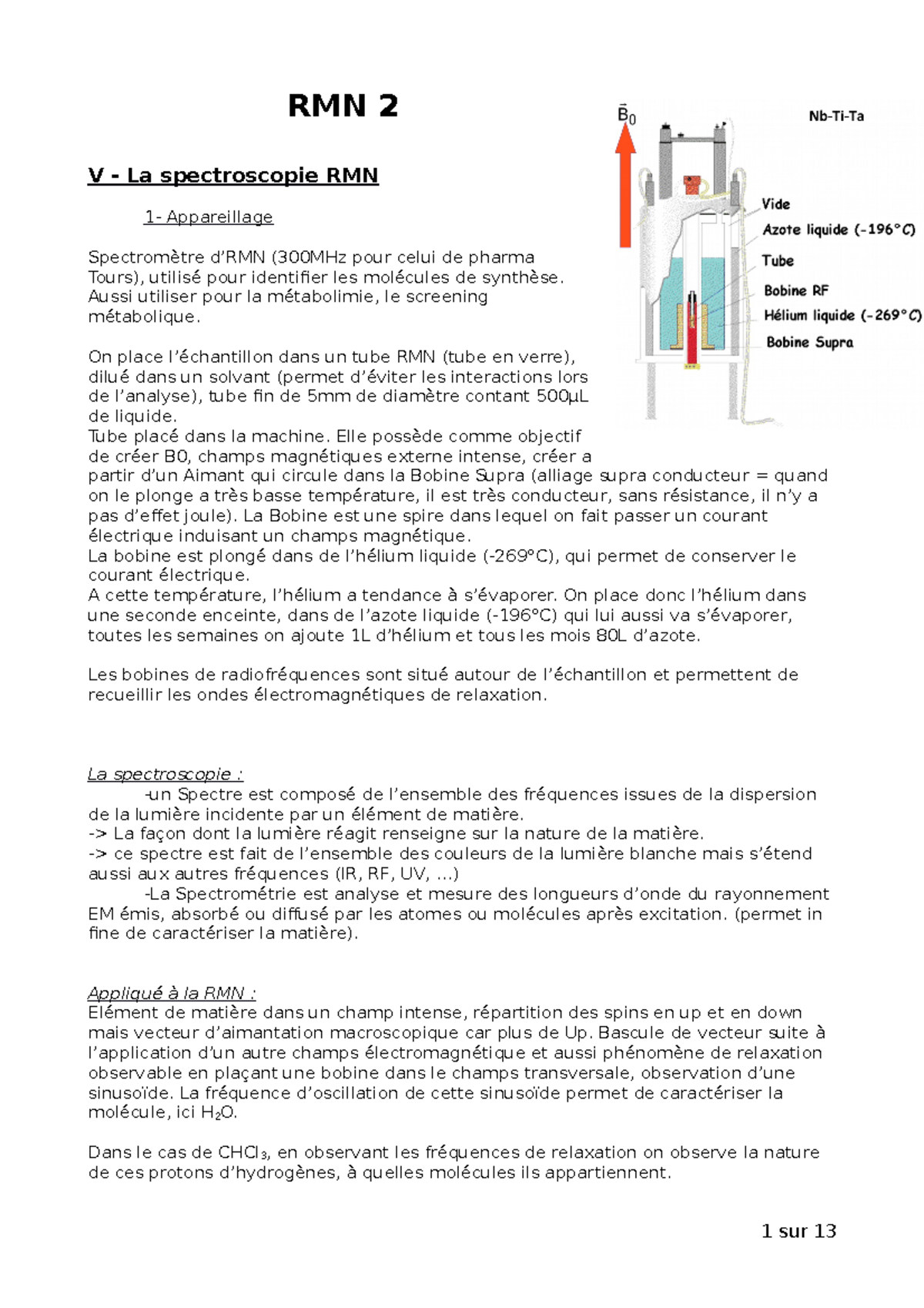 RMN 2 - Spectroscopie RMN : Appareillage et Analyse des Signaux - Studocu