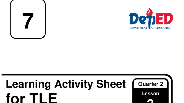 Q2 WS TLE 7: Learning Activity Sheet for Lesson 3 (Week 2) - Studocu