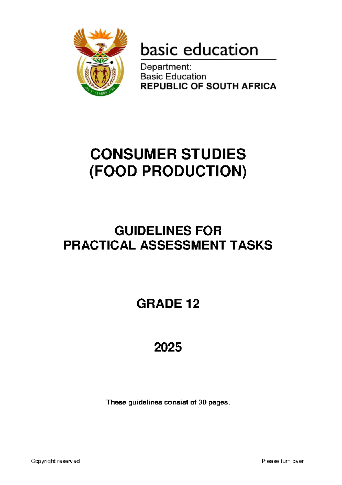 Consumer Studies (Food Production) Practical Assessment Guidelines GR ...