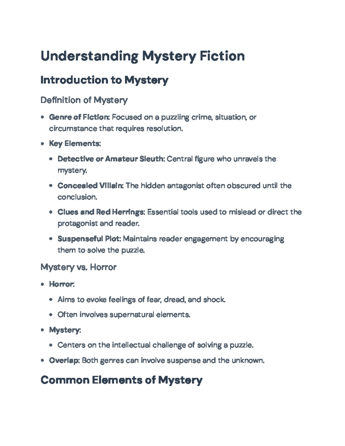 Understanding the Elements of Mystery Fiction: A Comprehensive Guide ...