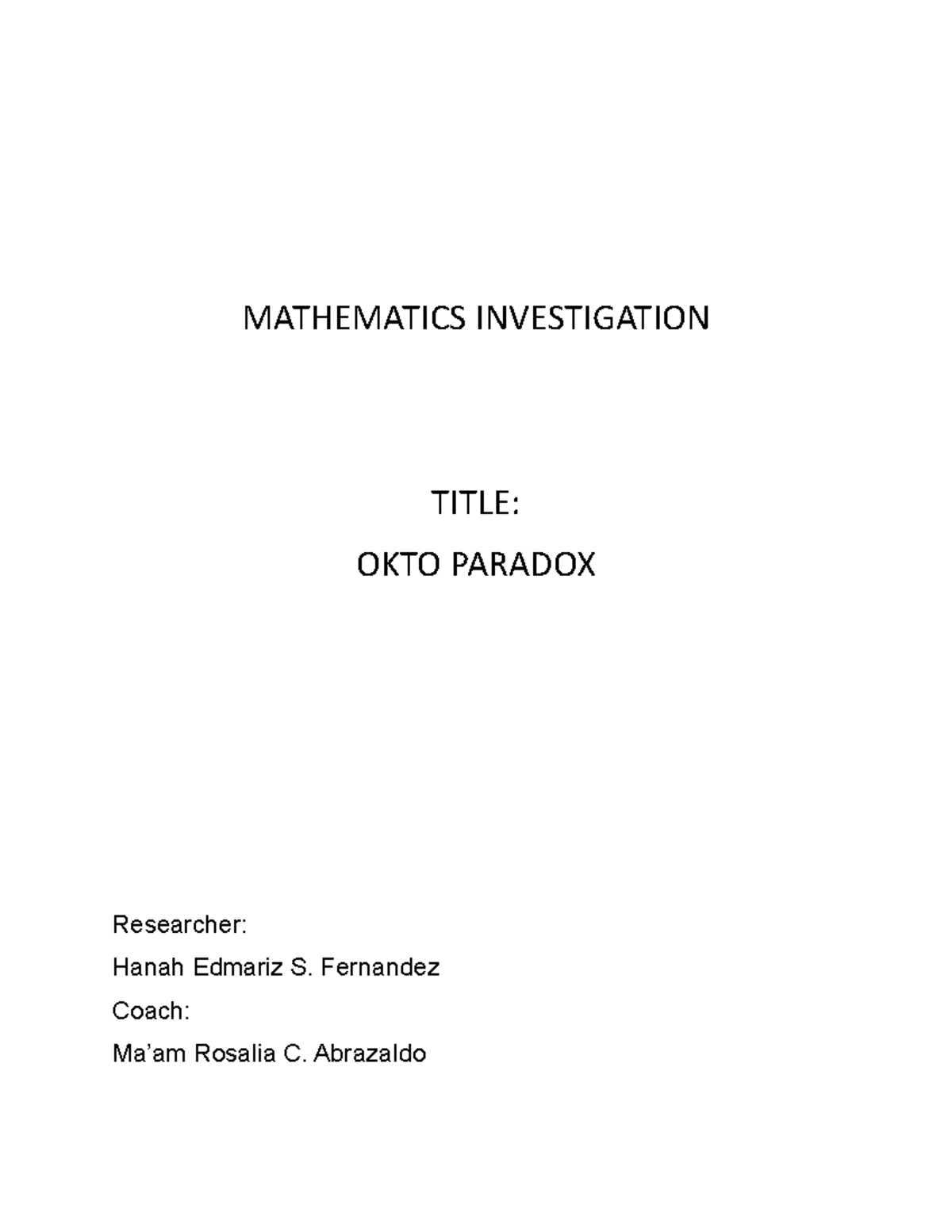 M.I 1 - Math Investigation on the Okto Paradox and Divisibility by 8 ...