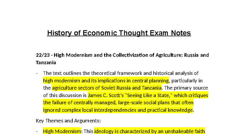 History of Economic Thought Exam Notes: High Modernism ...