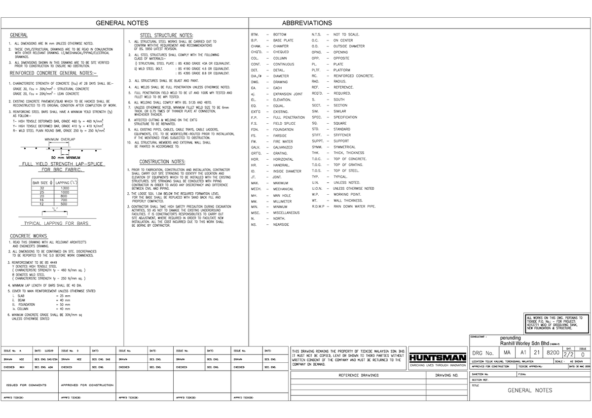 8.0 Tender Drawing Notes for Ranhill Worley Sdn Bhd Project - Studocu