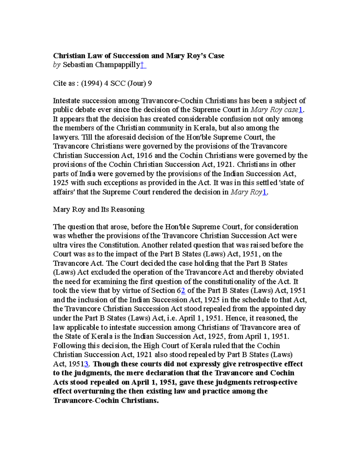 5. Exploring the Mary Roy Case: Succession Law for Travancore ...