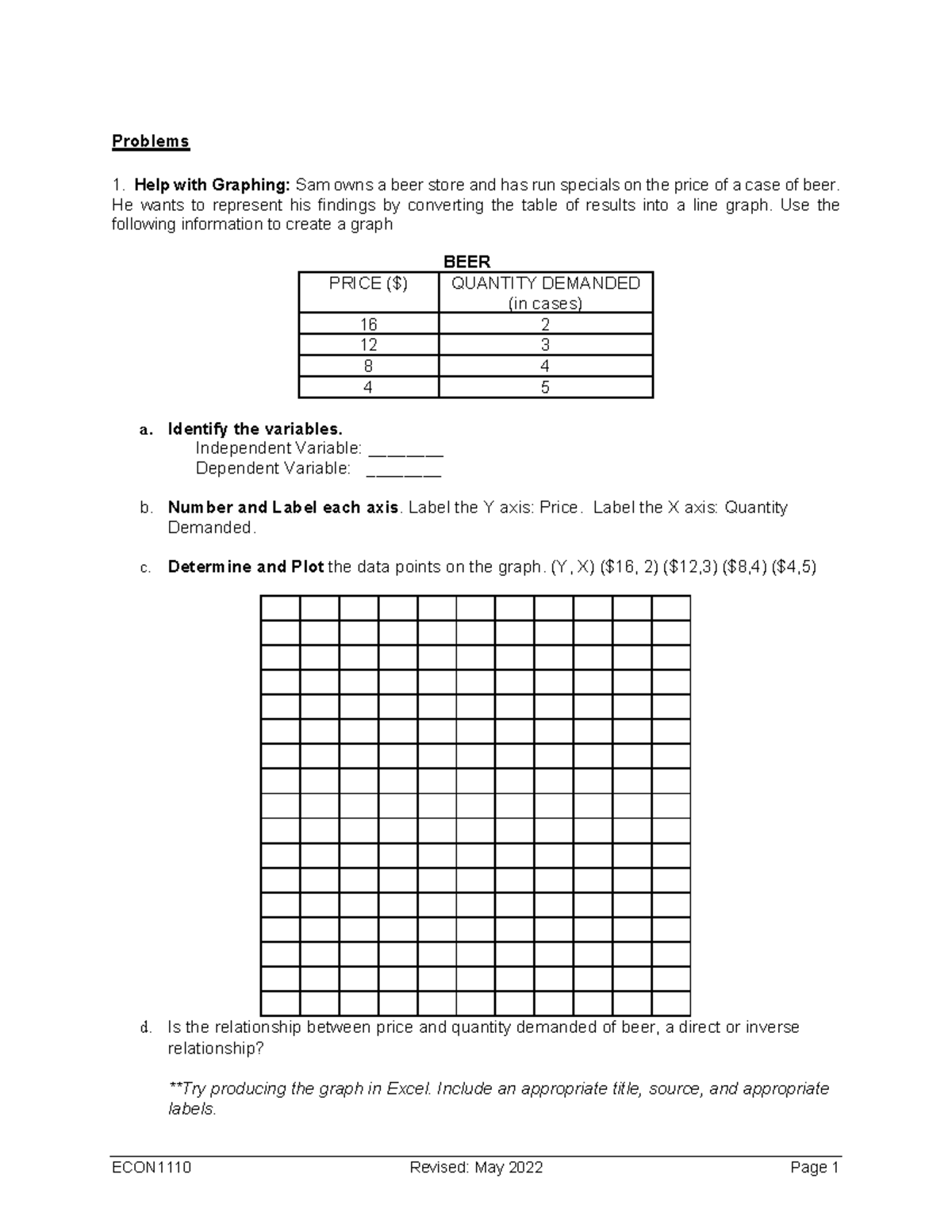 CH 01 Questions: Graphing Price vs. Quantity Demanded Analysis - Studocu