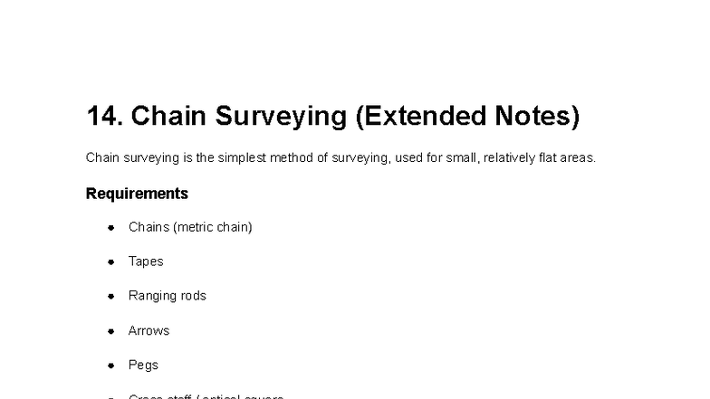 14-16. Chain, Compass & Plane Table Surveying (Extended Notes) - Studocu