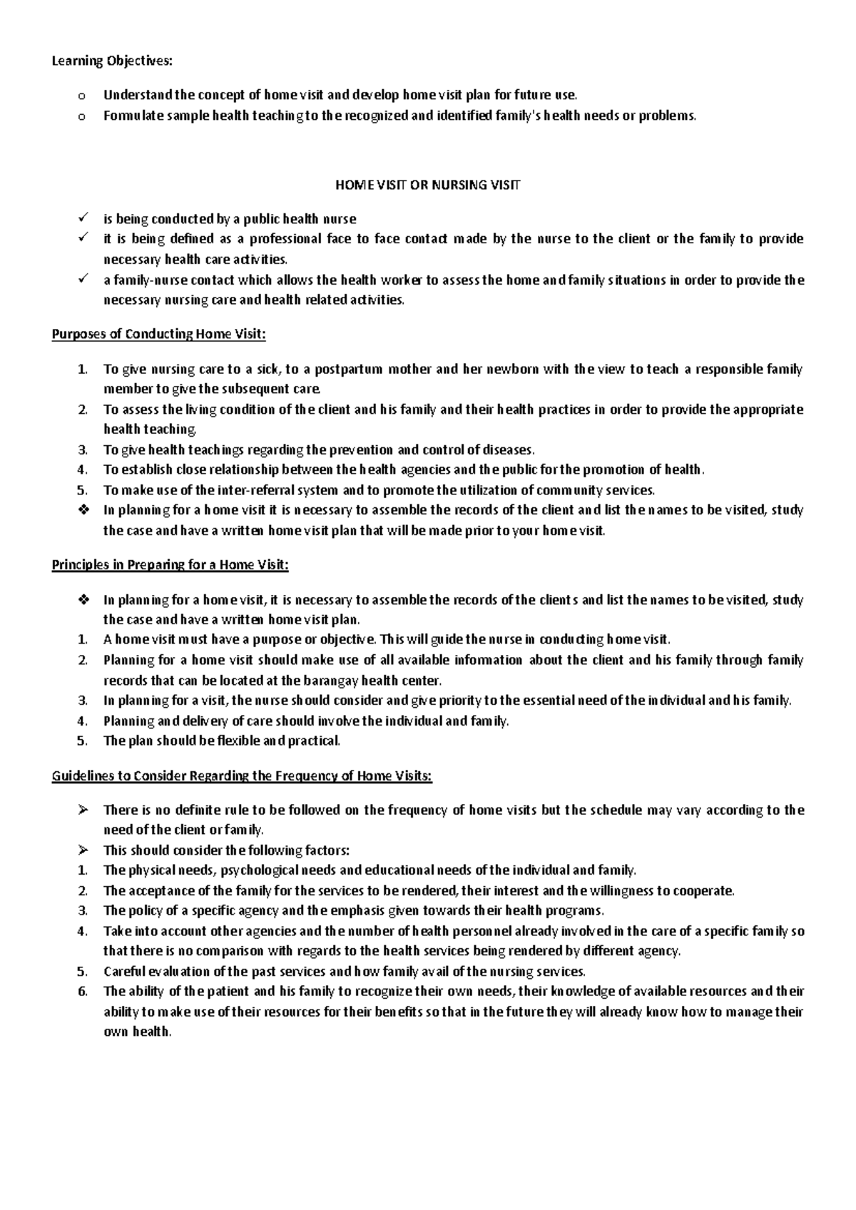 NCM 107 Home Visit Techniques and BAG Methodology Guide - Studocu