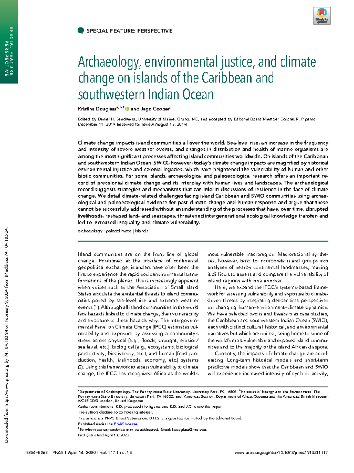Archaeology & Climate Change: Insights from Caribbean & SWIO Islands ...