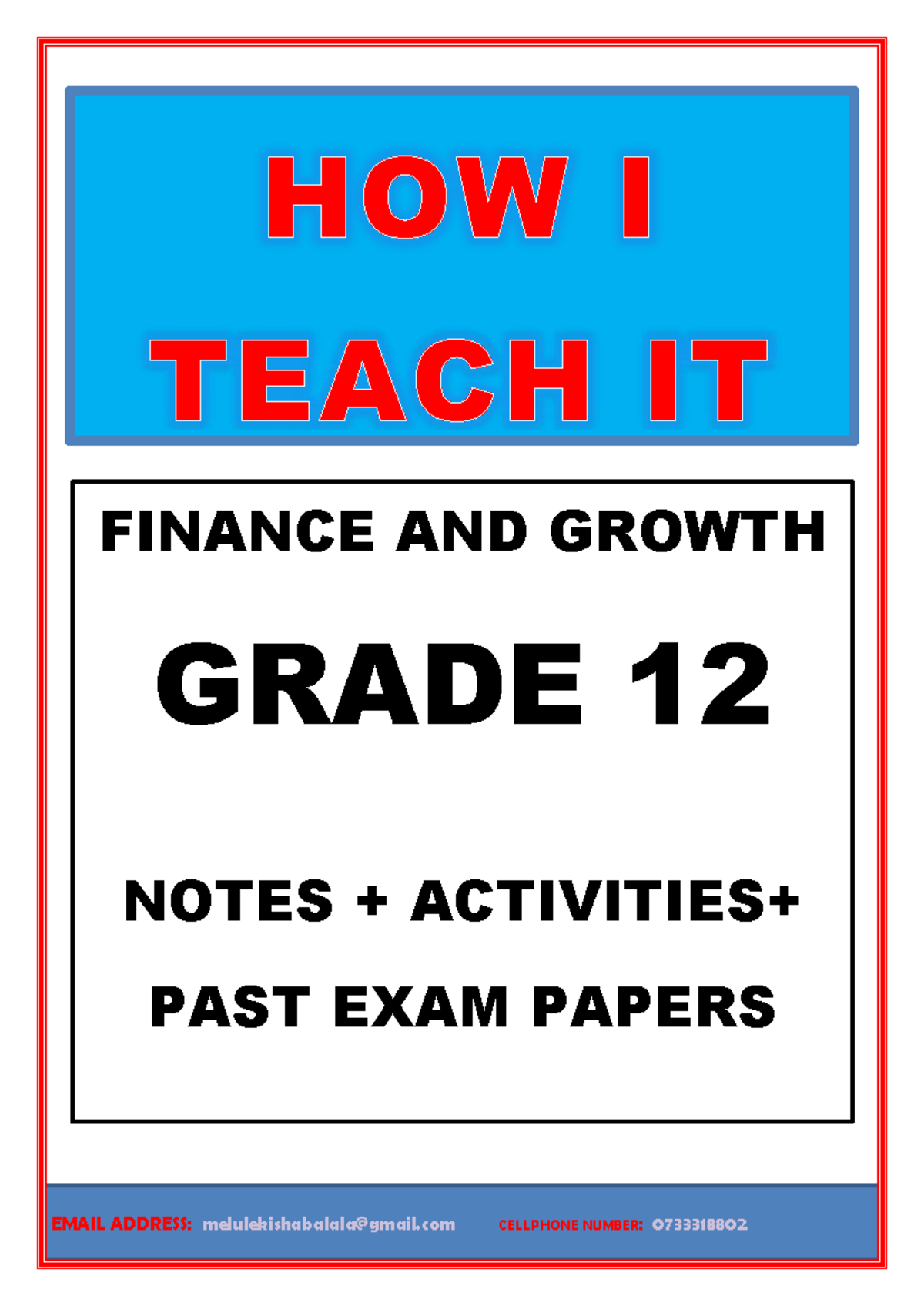 Grade 12 Finance & Growth Final Exam Notes & Past Papers - Studocu