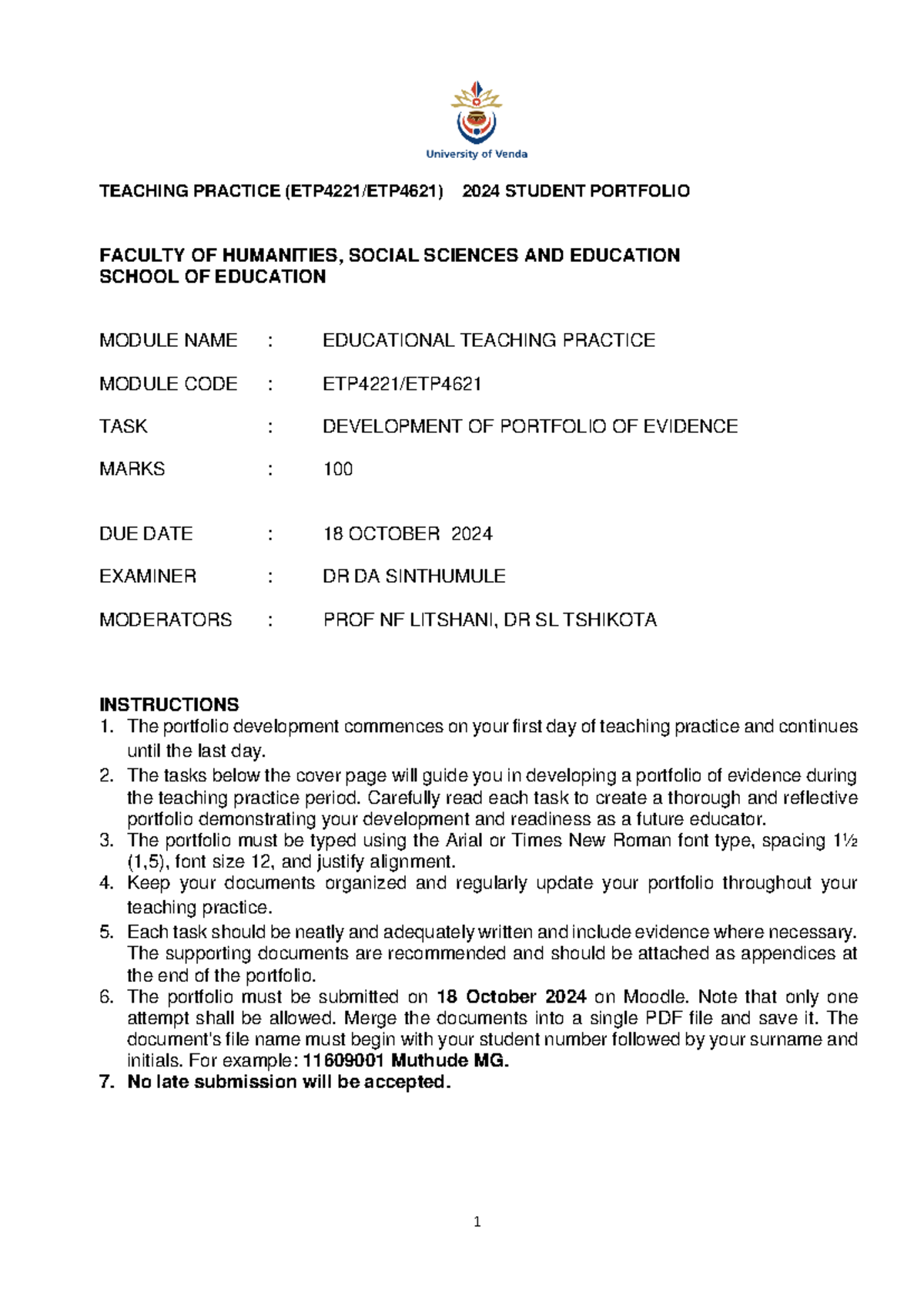 ETP4221/ETP4621 2024 Student Teaching Practice Portfolio - Studocu