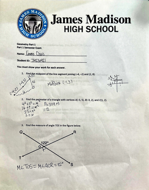 Algebra 1 Semester 2 Exam - Algebra 1 Part 2 Part 1 Semester Exam Name ...