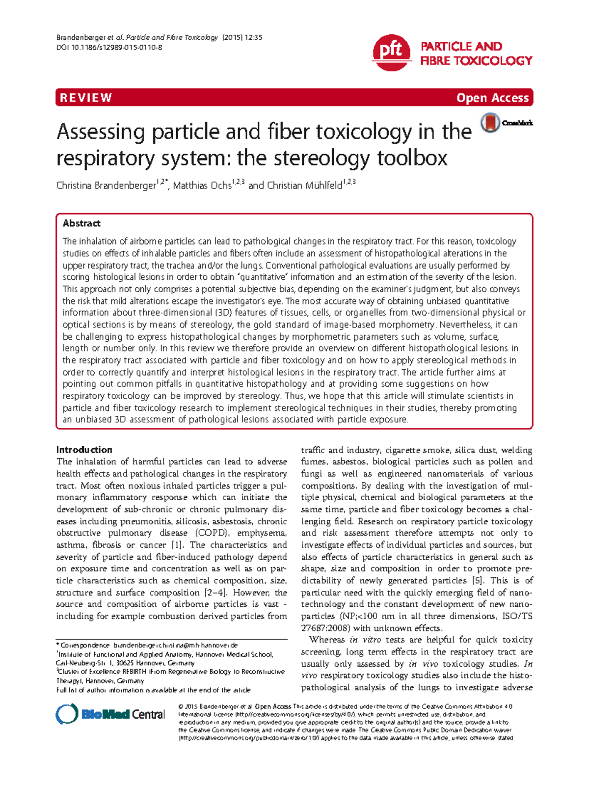 Assessing Respiratory Toxicity of Particles via Stereology Methods - R ...