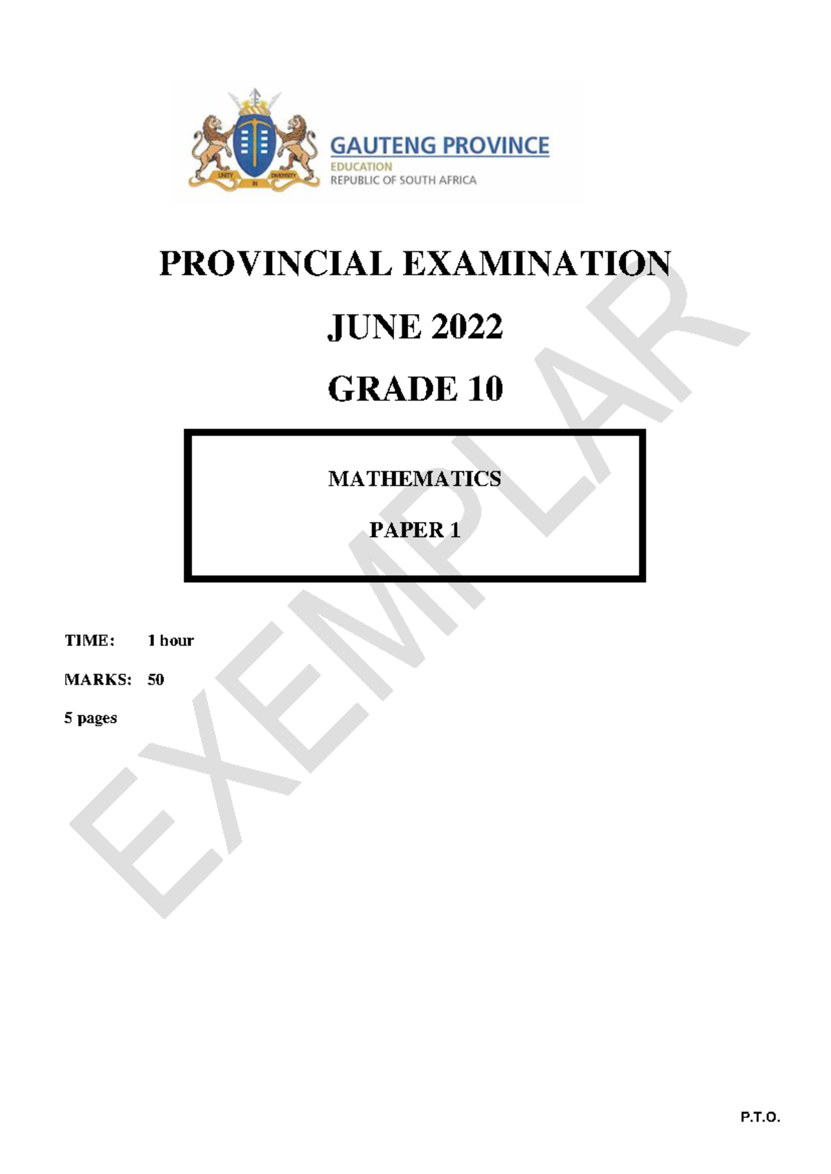 Gr10 MATH P1 (ENG) June 2022 Exam Ques. Paper and Answers - Studocu