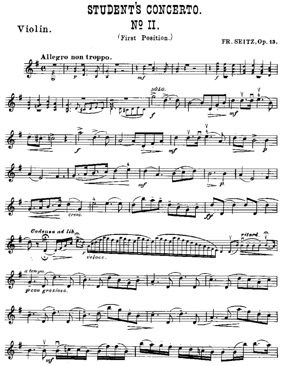 Seitz Violin Concerto No II (Op. 13) - Student Edition - Studocu