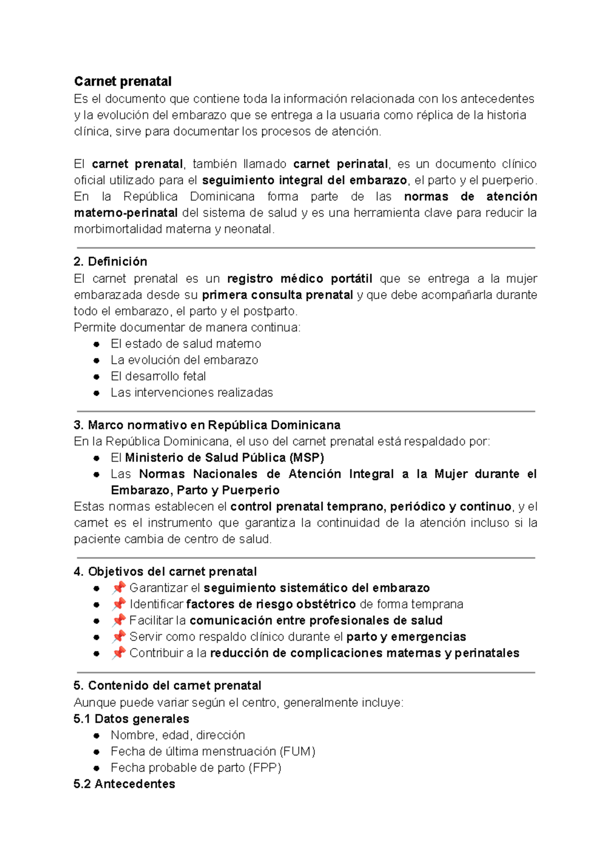 Carnet Prenatal: Guía Completa para el Seguimiento del Embarazo - Studocu