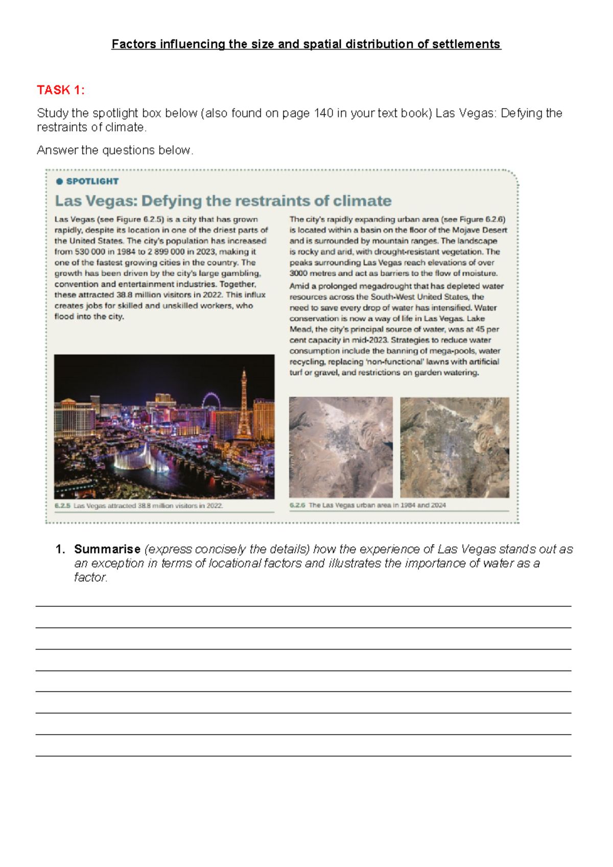 Factors Influencing Settlement Size & Distribution: USA & Australia ...