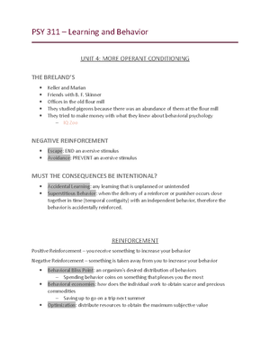 Unit 3: Operant Conditioning - The Basics - PSY 311 – Learning and ...