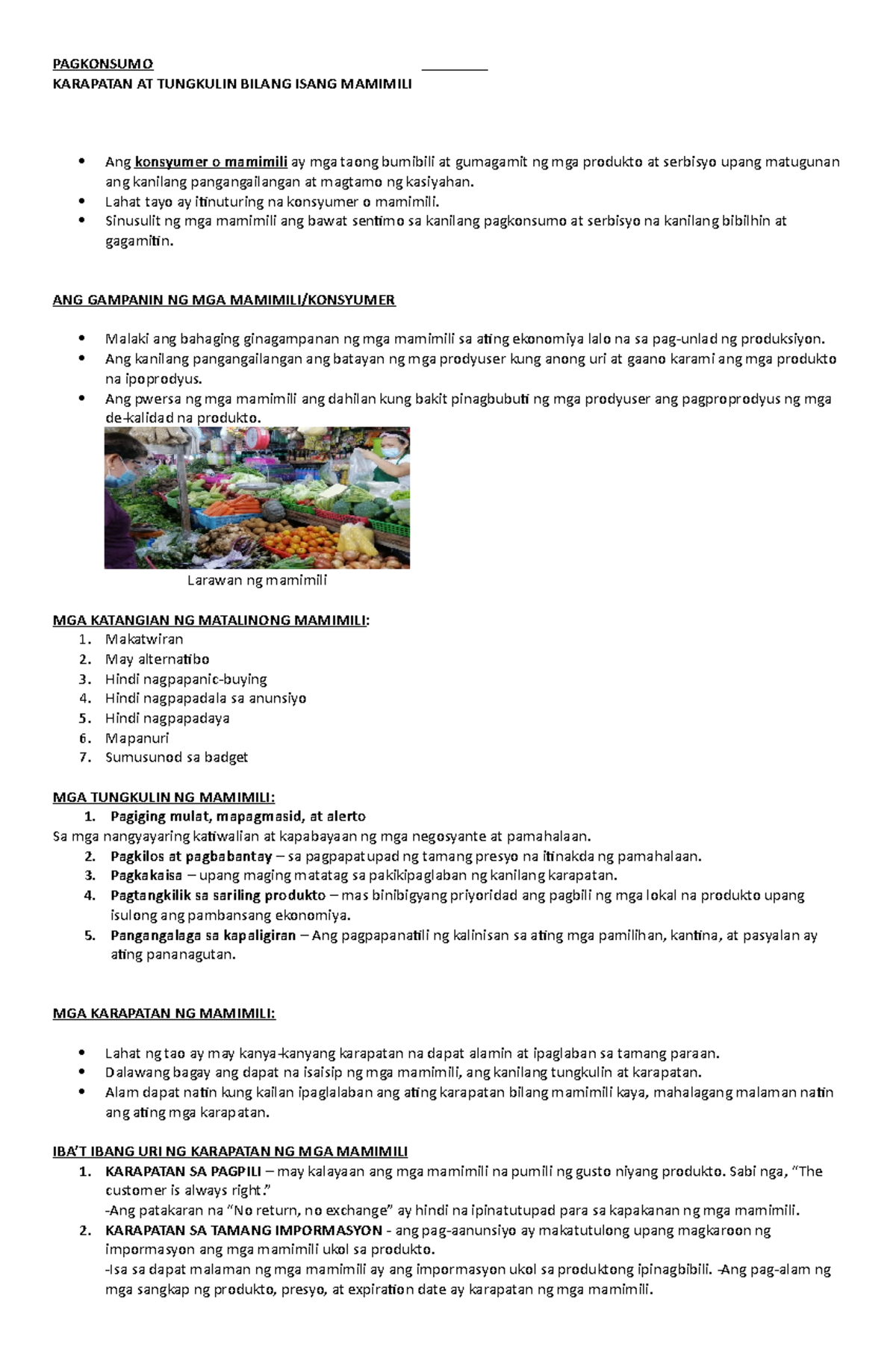 (W-8) Pagkonsumo at Karapatan ng mamimili - PAGKONSUMO KARAPATAN AT ...