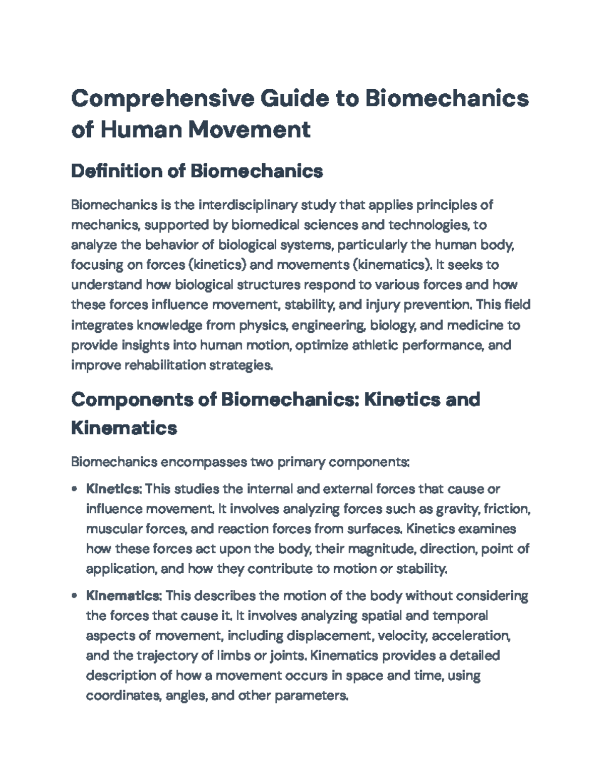 Comprehensive Guide to Biomechanics of Human Movement (BIOM 101) - Studocu
