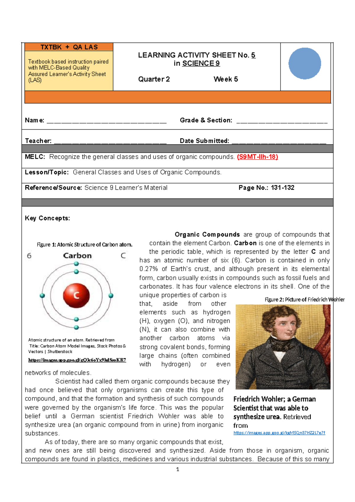 LAS5 Lingling,Genesis - TXTBK + QA LAS LEARNING ACTIVITY SHEET No. 5 in SCIENCE 9 Quarter 2 Week ...