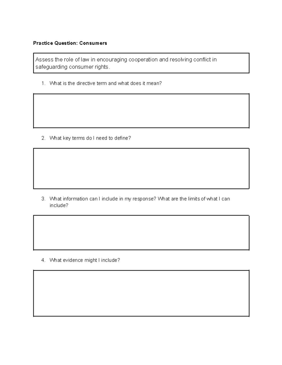 Essay Planner Scaffold Commerce - Practice Question: Consumers Assess ...